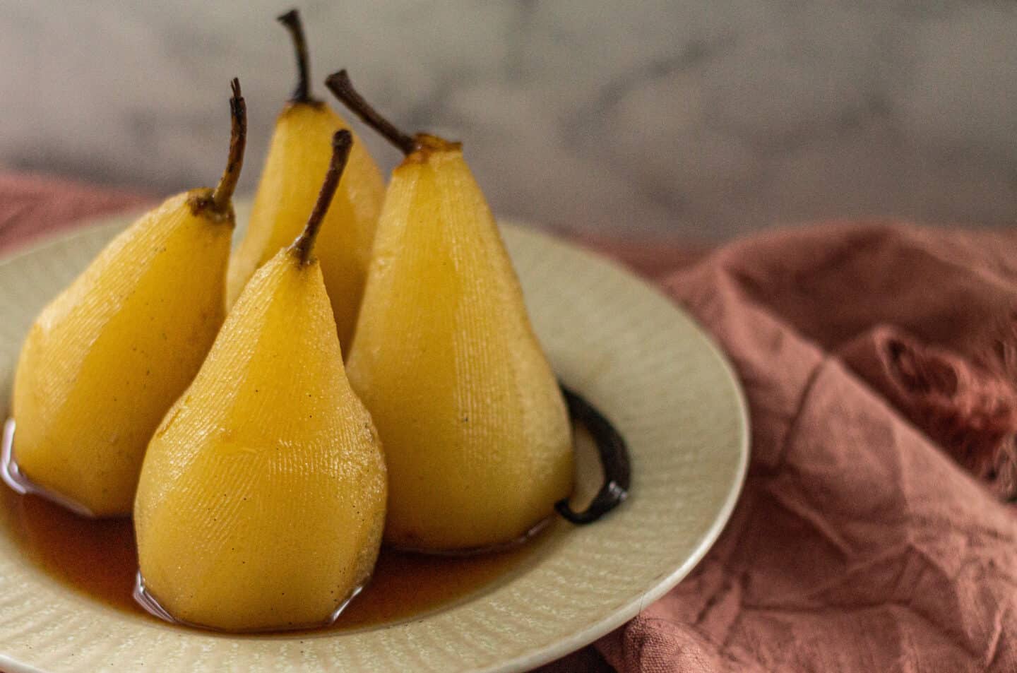 The Most Delicious Vanilla Poached Pears | Sweeter Than Oats
